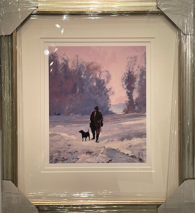 Out with Sam in the Snow - Paper 25 x 30cm - Framed – Barlow Fine Art